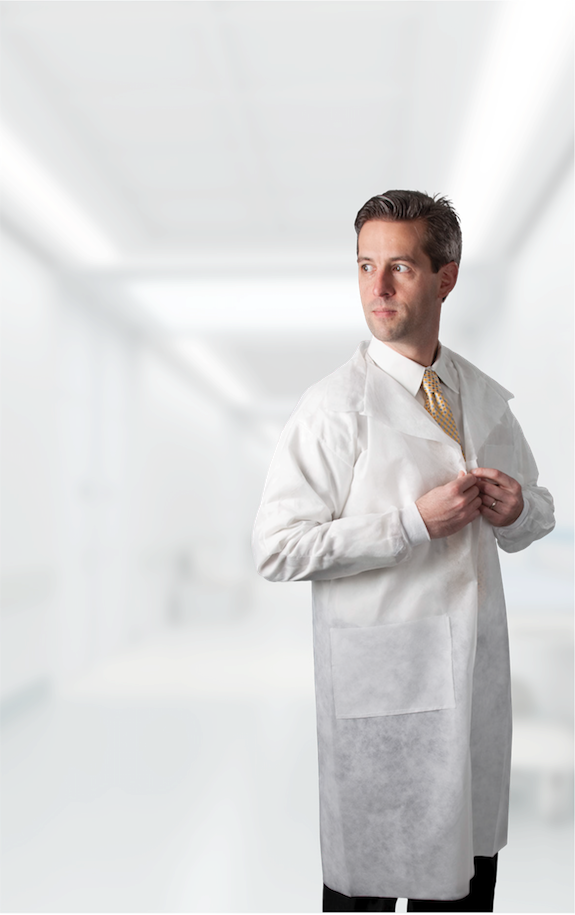 5940 Series Fluid-Resistant Spunbond Full-Length Lab Coat With Lapel ...